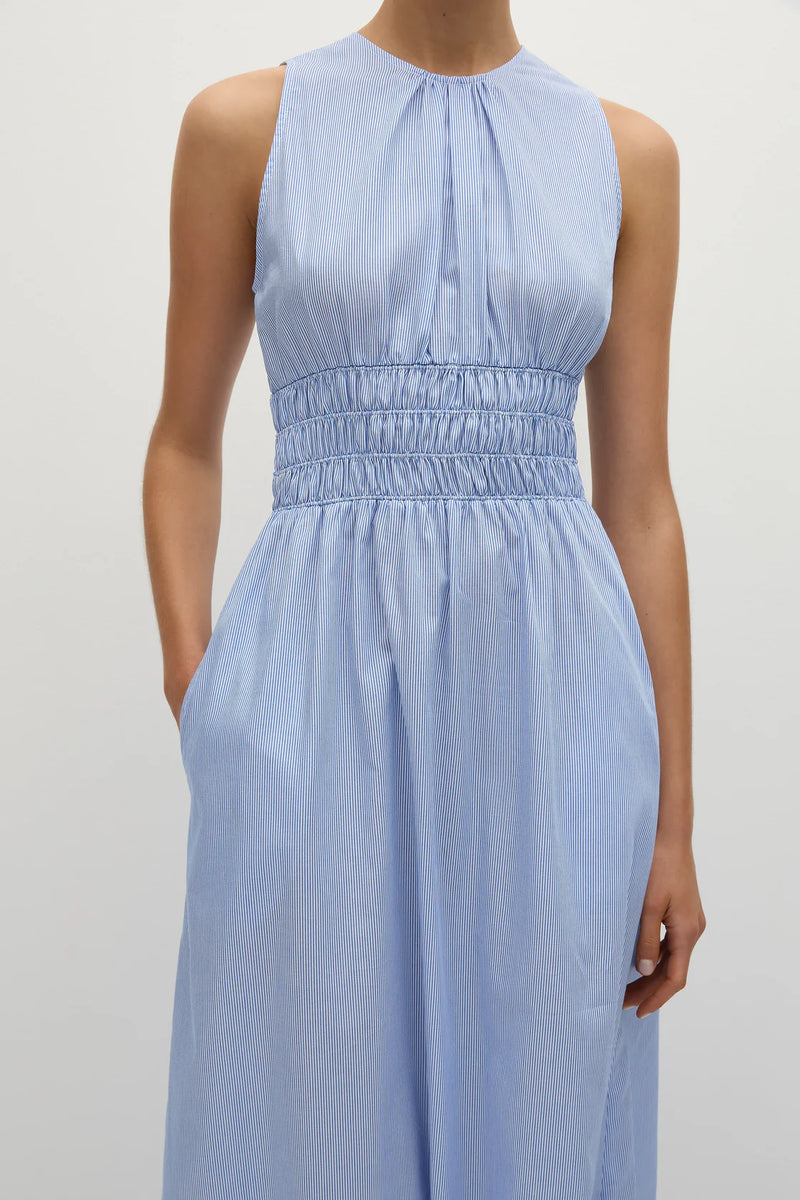 Astra Midi Dress Soft Blue Stripe – Bunny and Babe Winnetka
